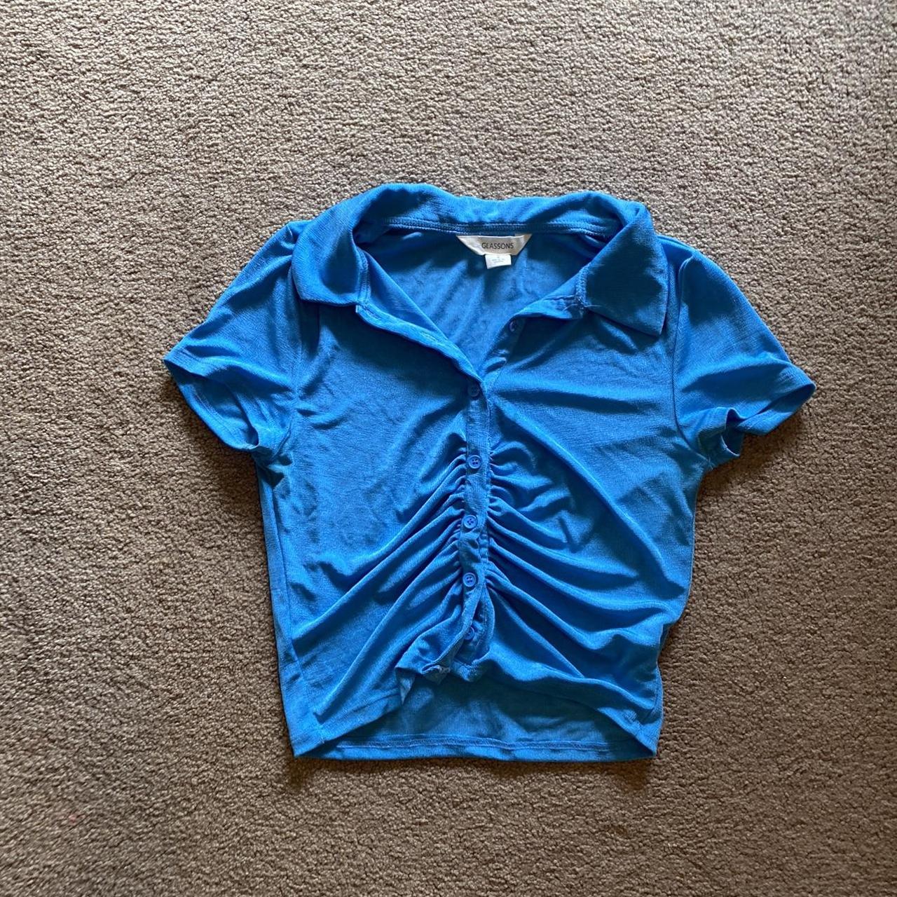 Glassons blue ruched top With Jean dupe - Depop