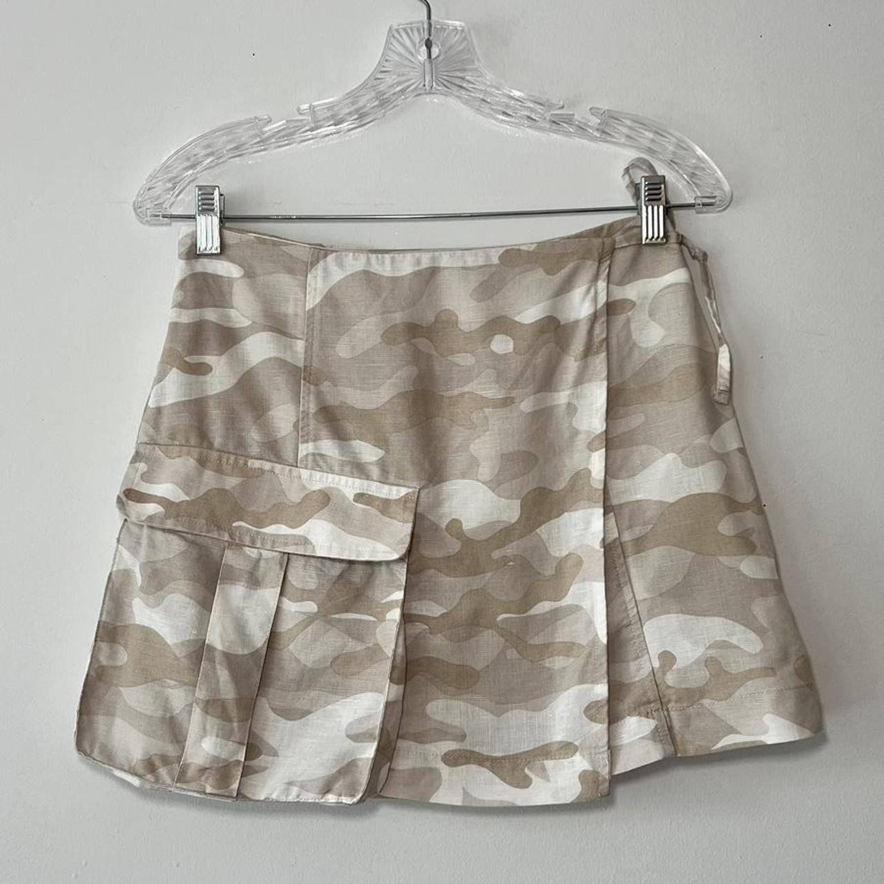 Khaki Multi Color Neutral Mini Wrap Skirt, Cargo... - Depop