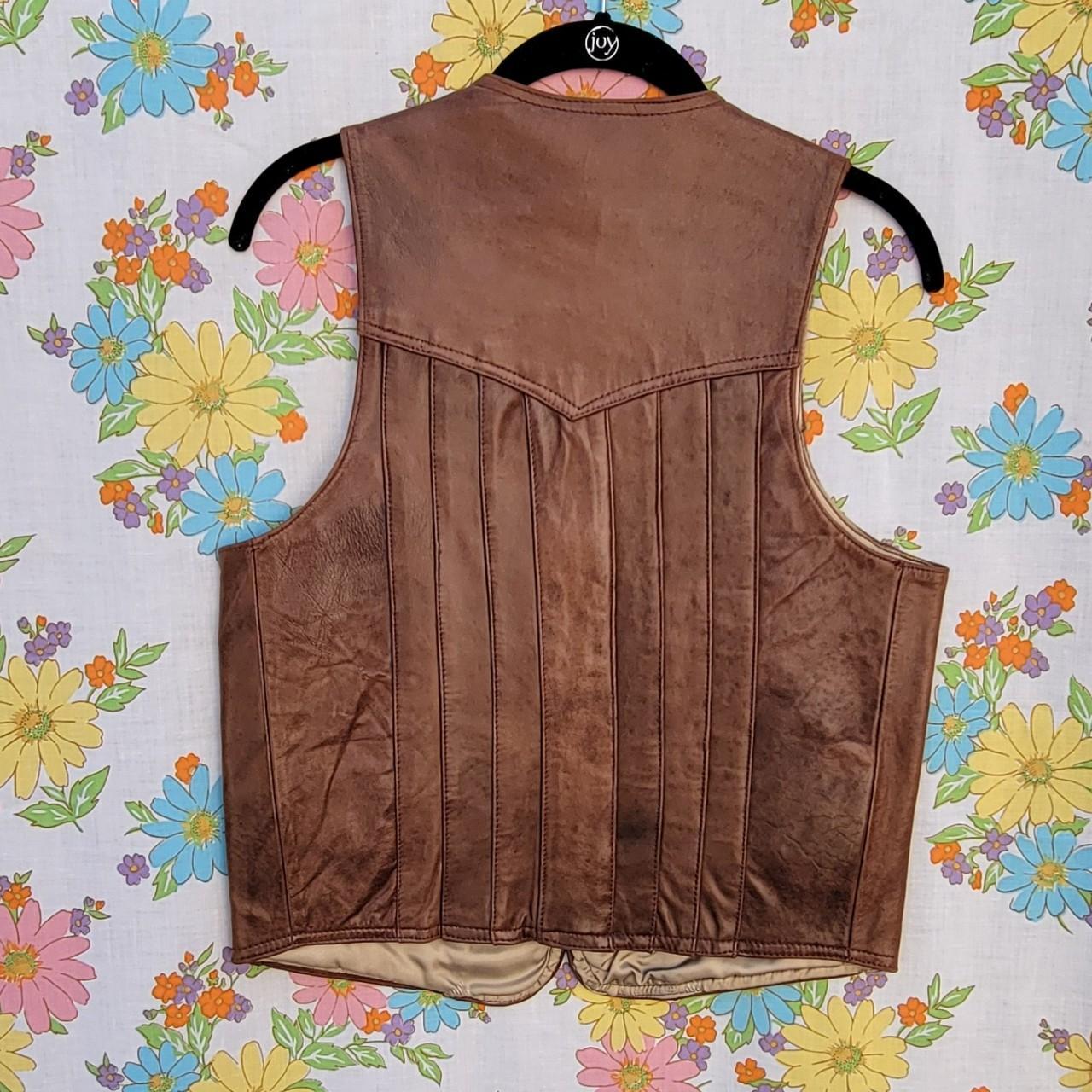 Leather Vest 34" bust Made in mexico Has some marks... - Depop