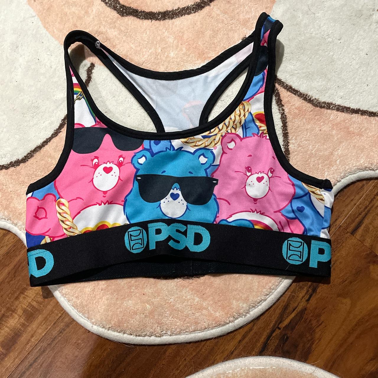 Psd care bear sports bra size small worn once - Depop
