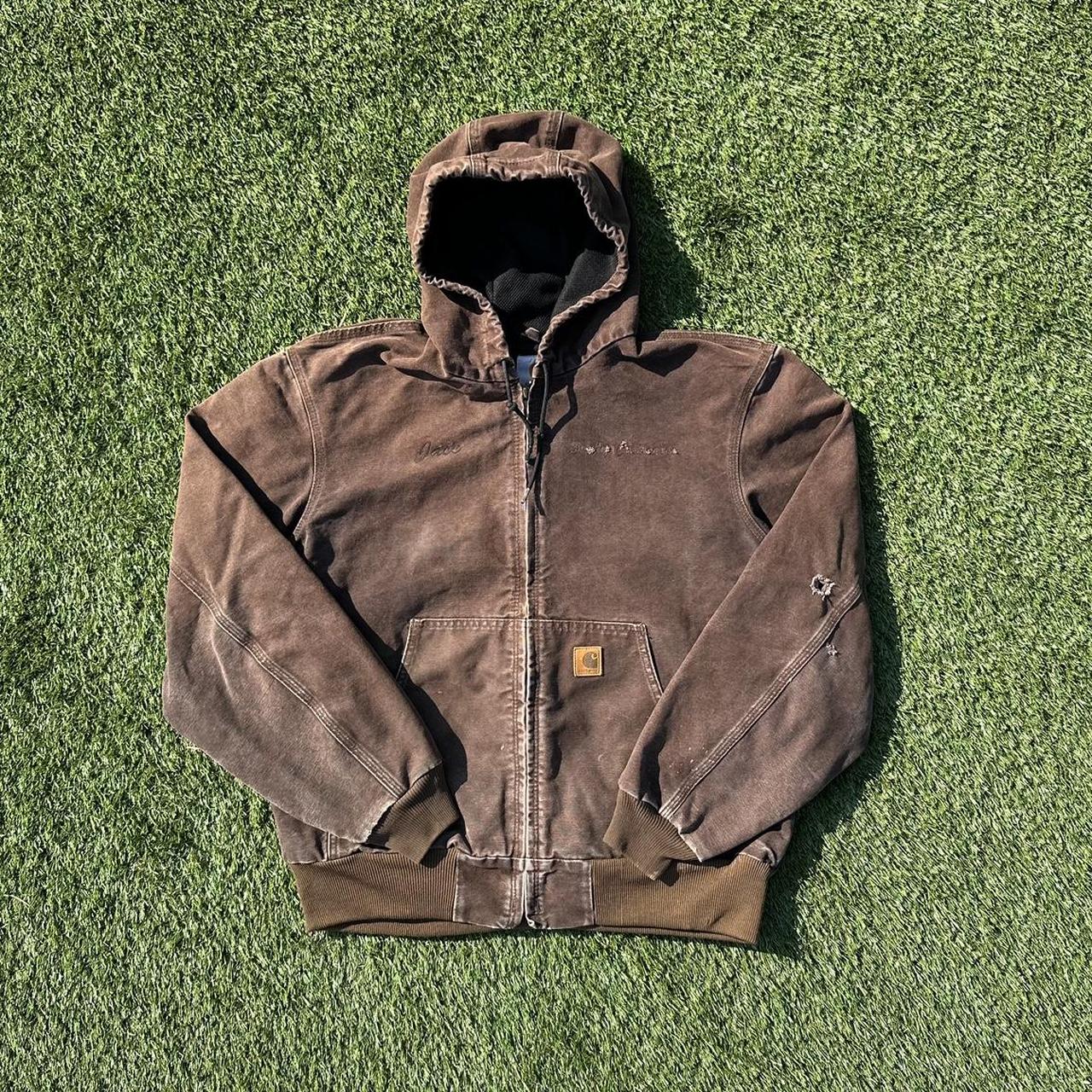 Vintage Chocolate Brown Carhartt hooded... - Depop