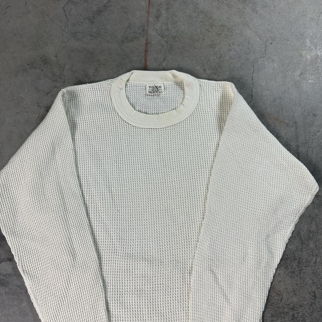 True Vintage 70s Waffle knit thermal long sleeve... - Depop