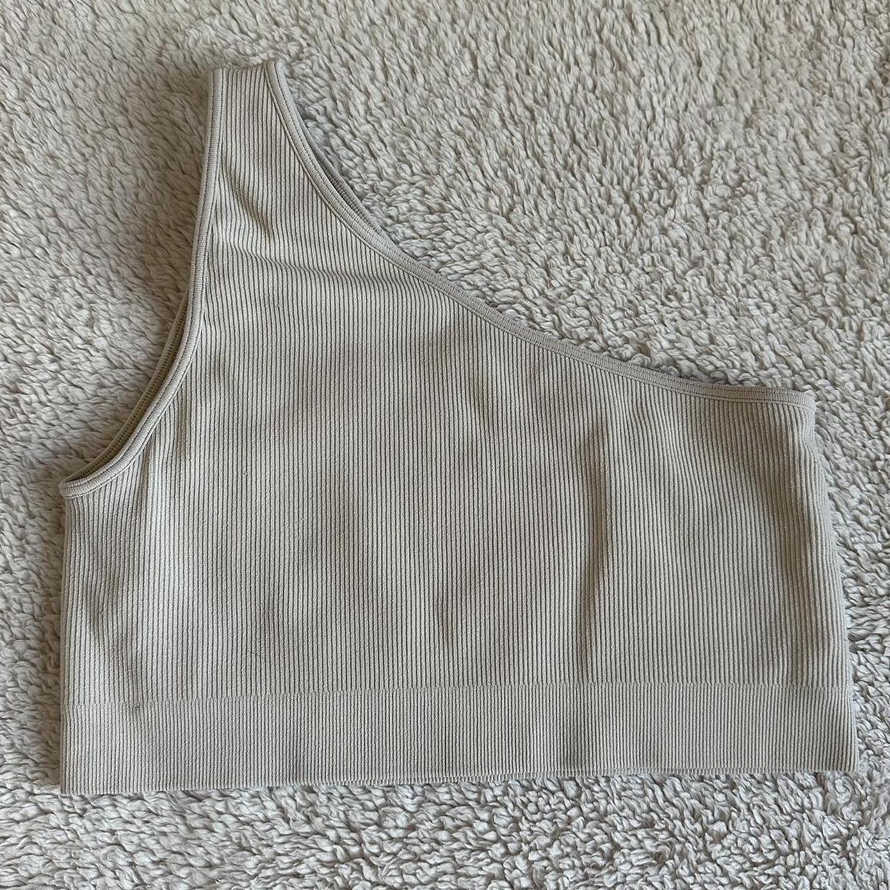 Beige One Strap Sports Bra Women’s Size Small In... - Depop