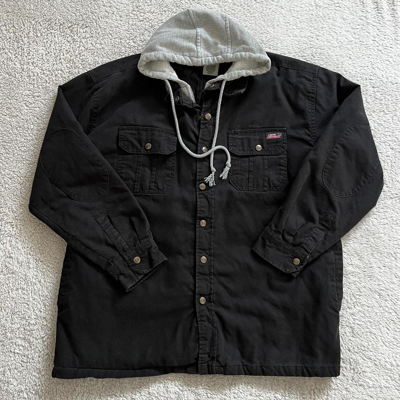 Vintage Dickies Black Long Sleeve Jacket with Grey... - Depop