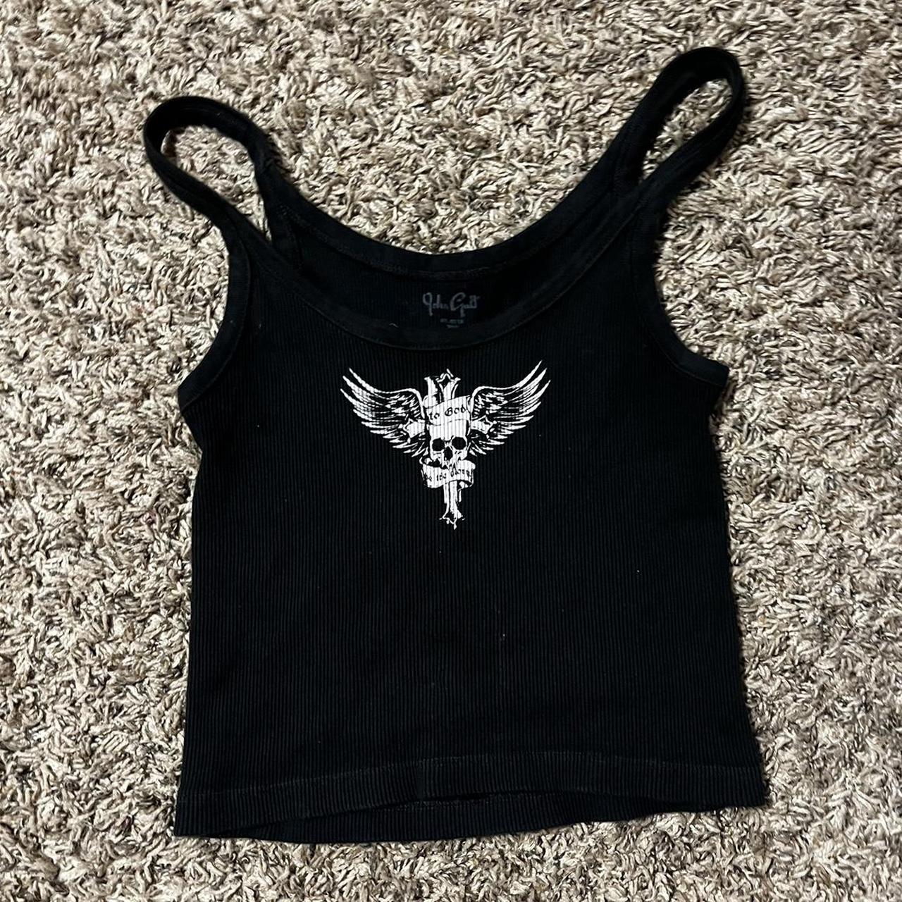 black skull crop top small - Depop