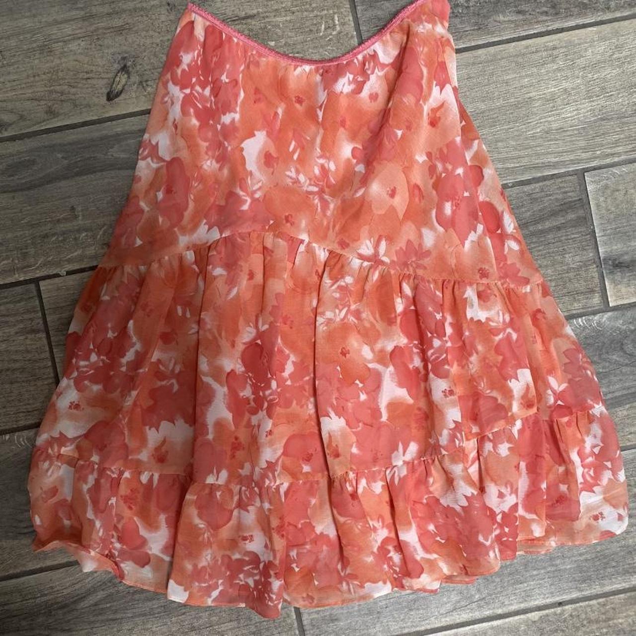 Vintage 90s flowwy floral Hibiscus skirt. Ruffled at... - Depop