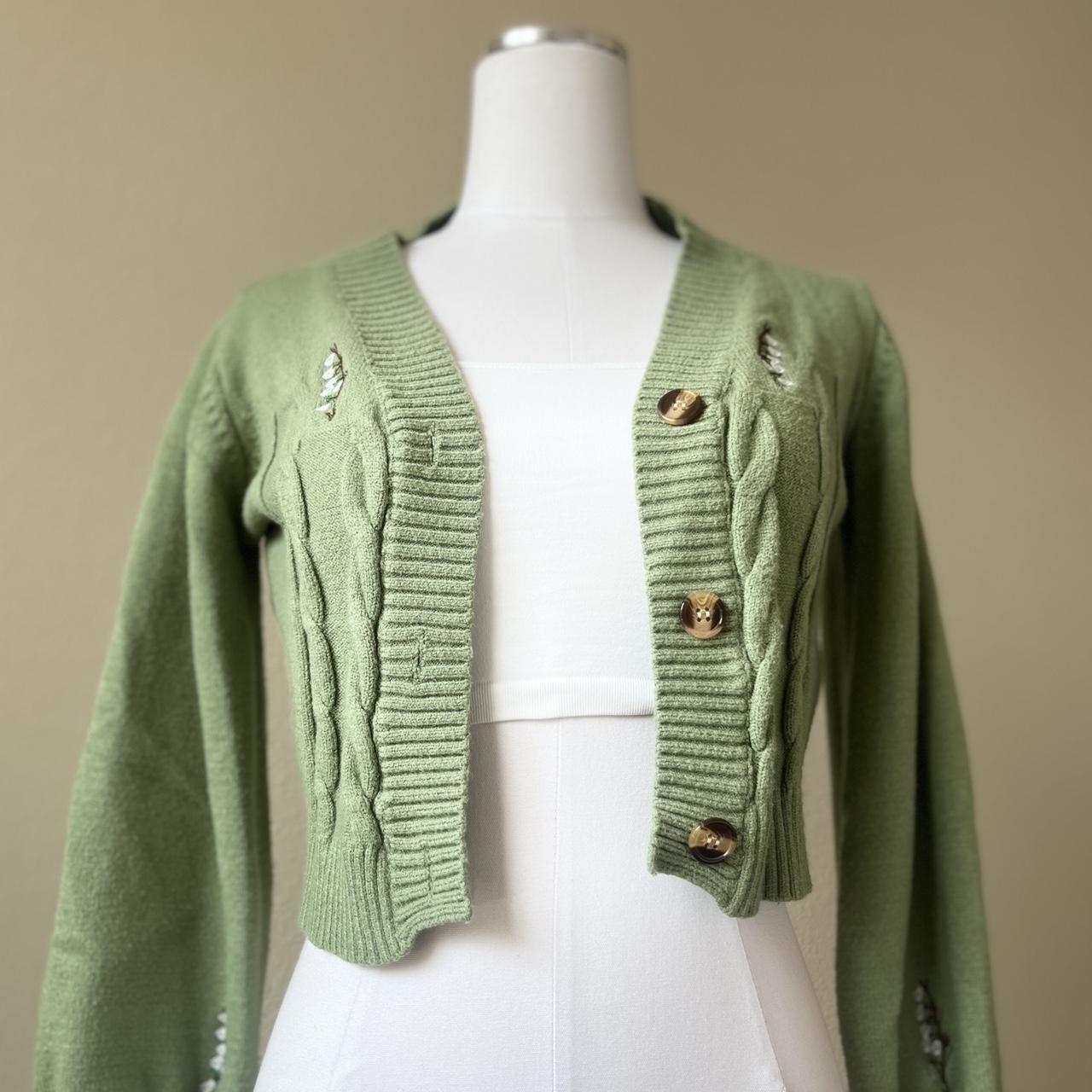 Green Cottage core cardigan , US XS - Depop