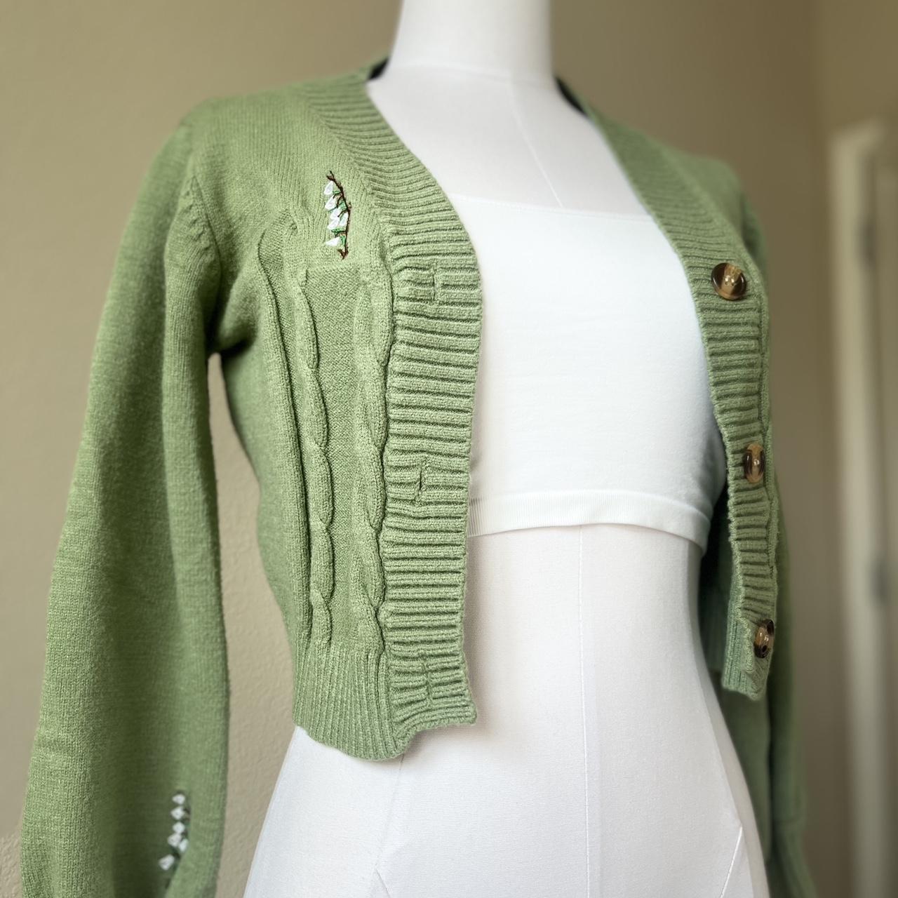 Green Cottage core cardigan , US XS - Depop