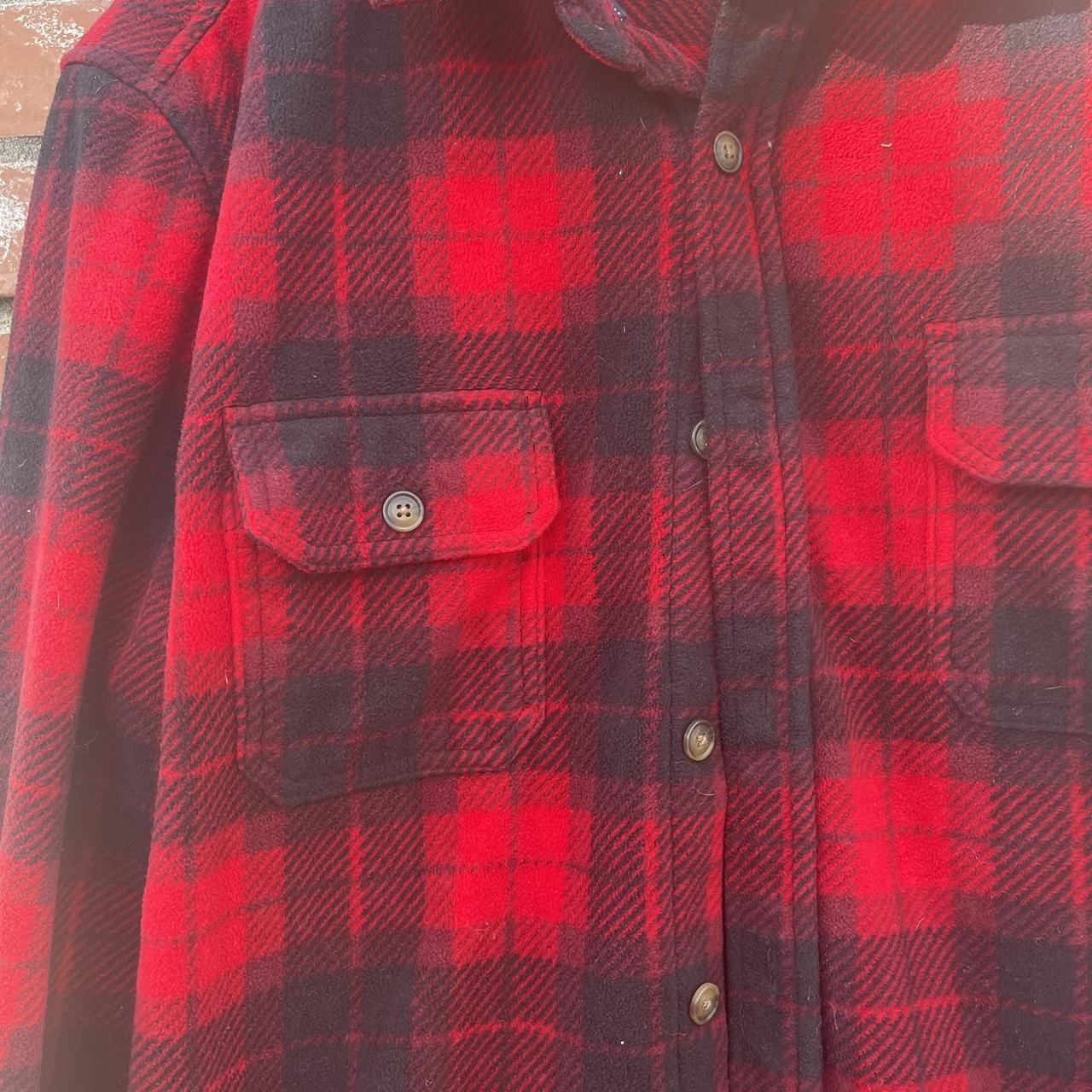 Fleece red flannel button up shirt - Depop