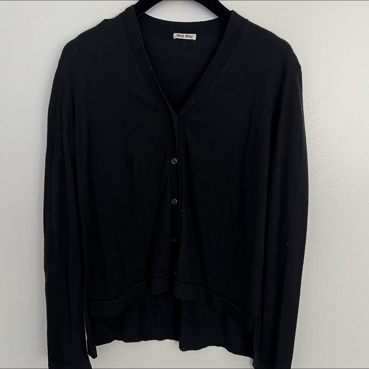 MIU MIU - cropped black button up cardigan size 42 -... - Depop
