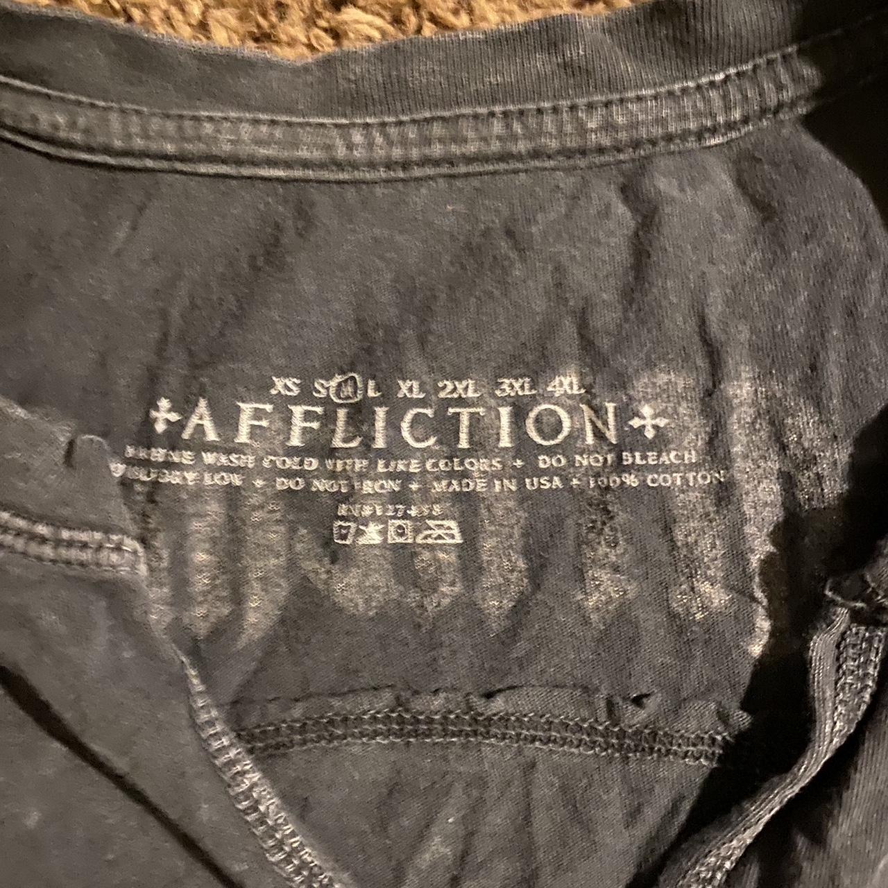 Women’s Black Affliction shirt with white details #y2k - Depop