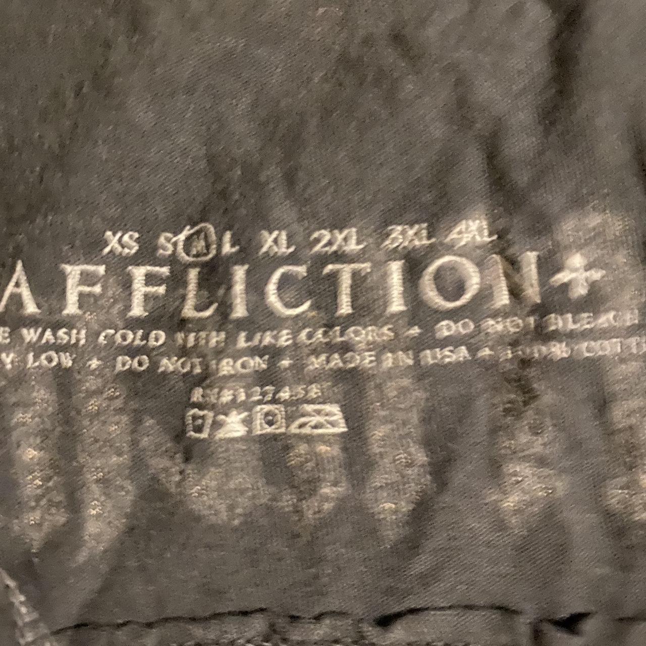 Women’s Black Affliction shirt with white details #y2k - Depop