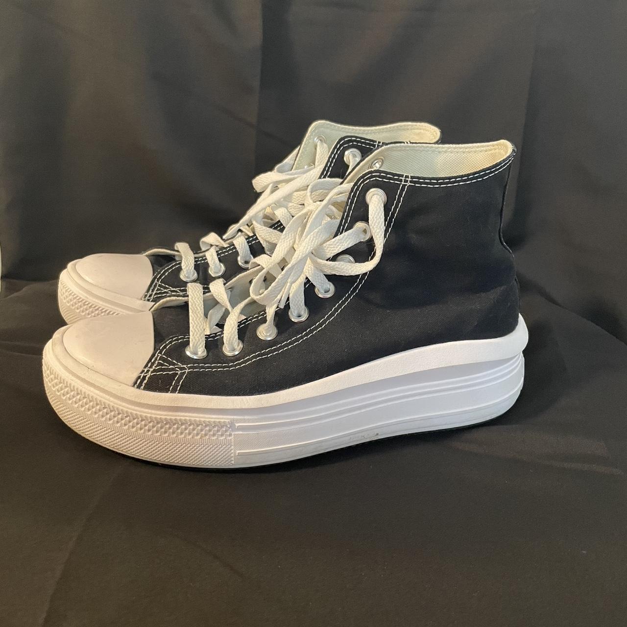 Black and white Converse All Star high top platform... | Depop