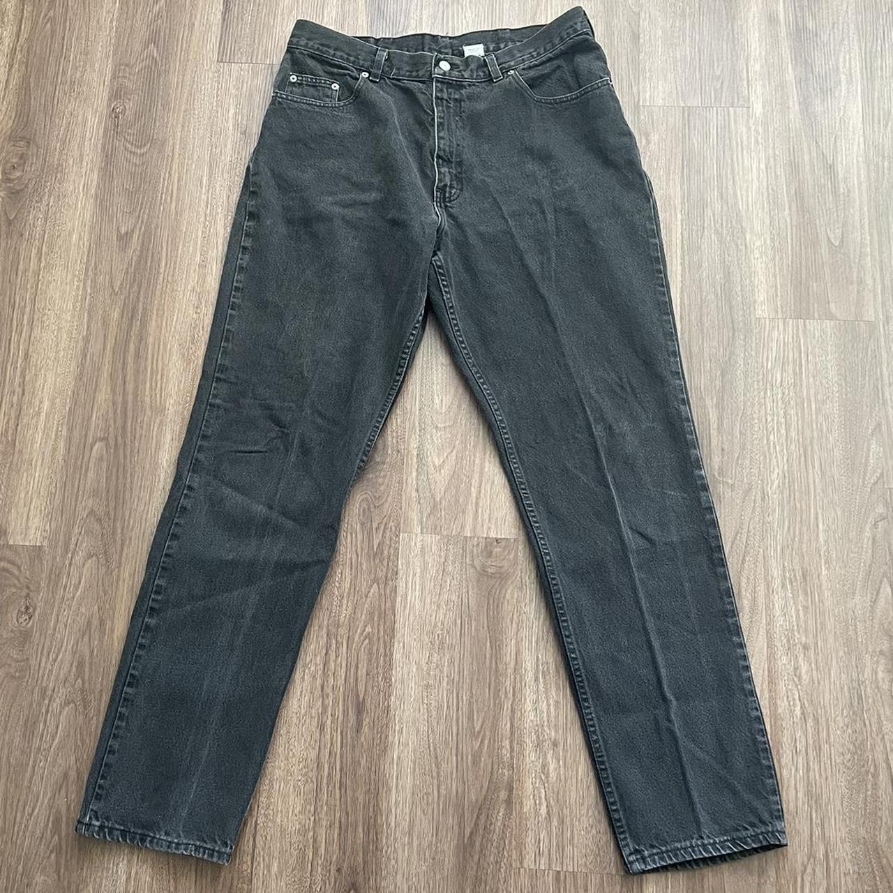 vintage black denim faded glory jeans. average... - Depop