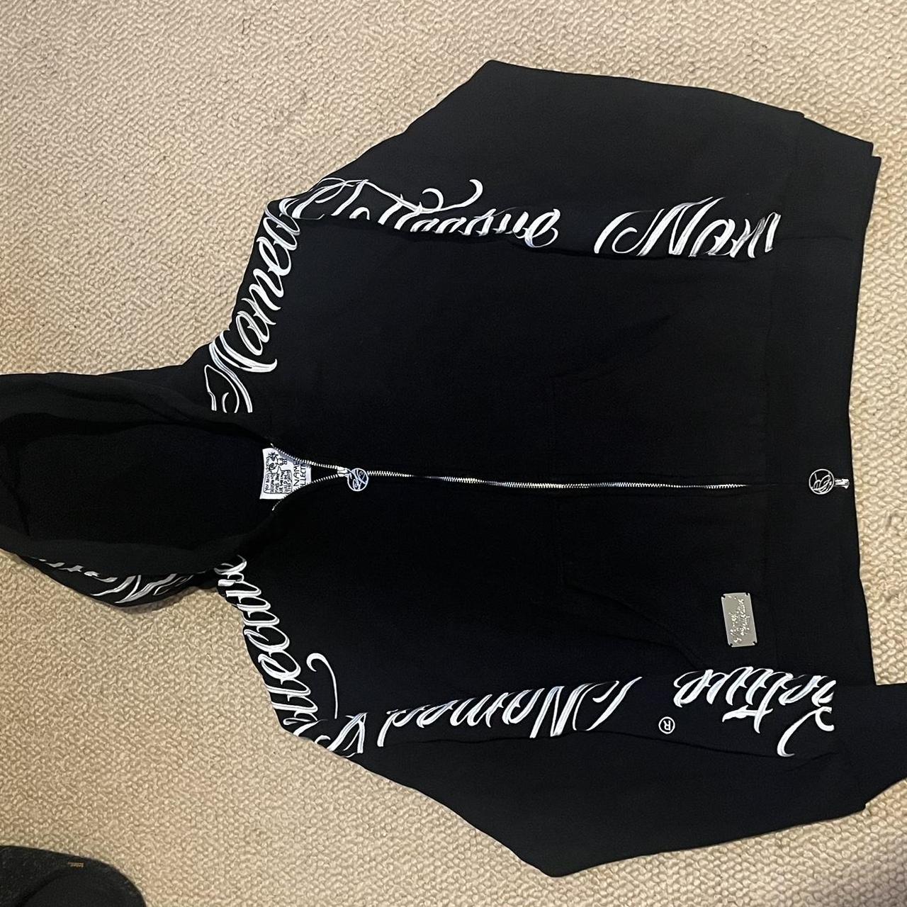 Named collective Black and white hoodie with double... - Depop