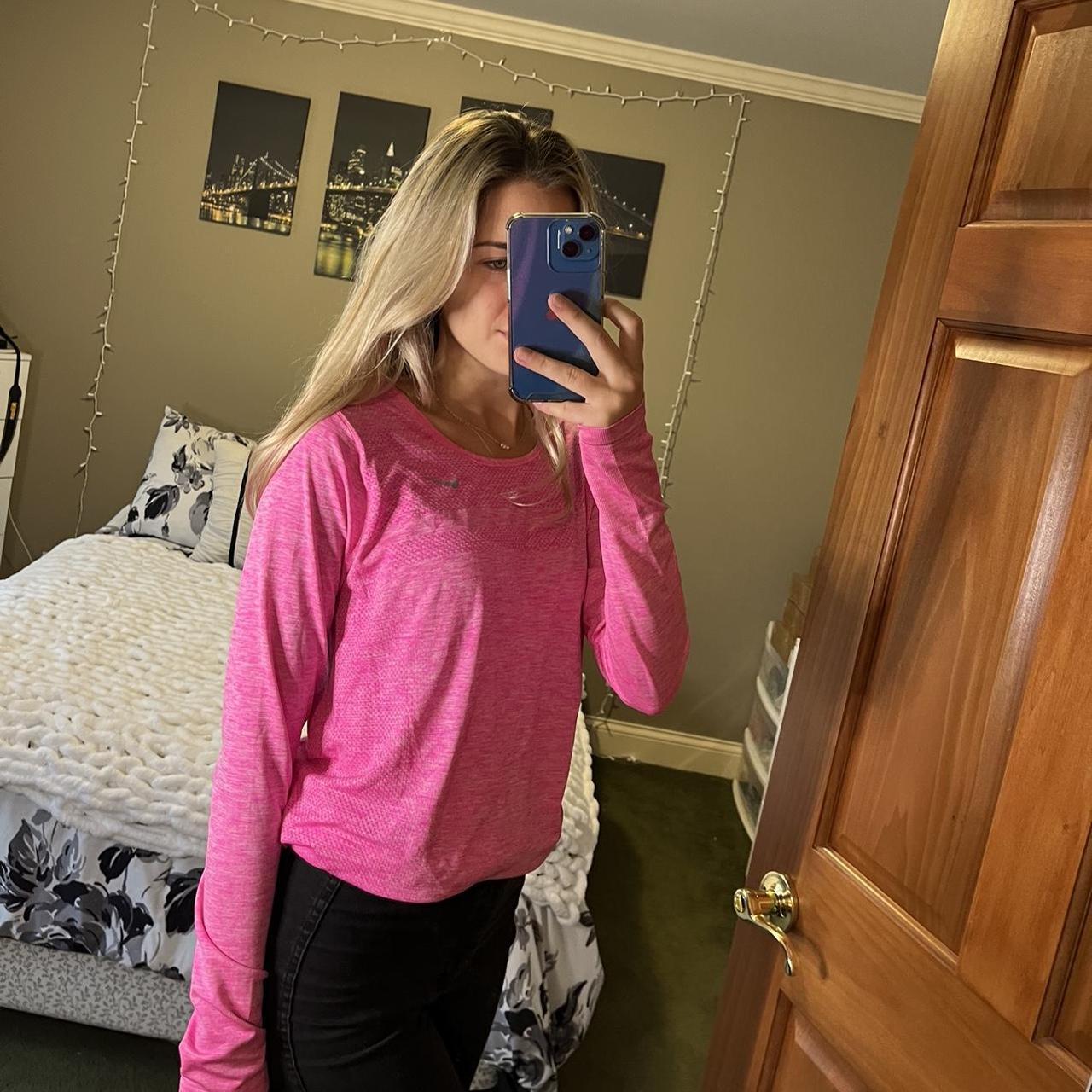 Pink Nike Dry Fit Longsleeve T Shirt Size Medium Depop