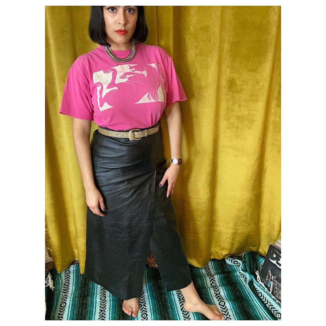 Y2K Black Leather Maxi Skirt by Metrostyle 100%... | Depop
