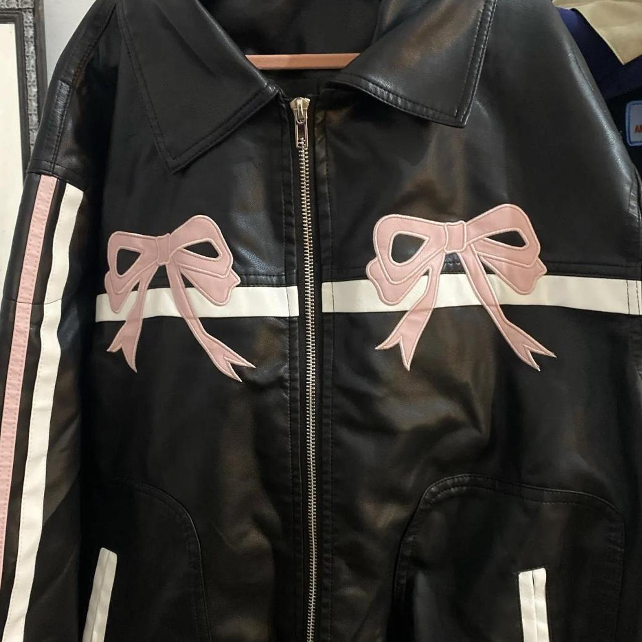 Pink Ribbon Leather Jacket - a must have in your... - Depop