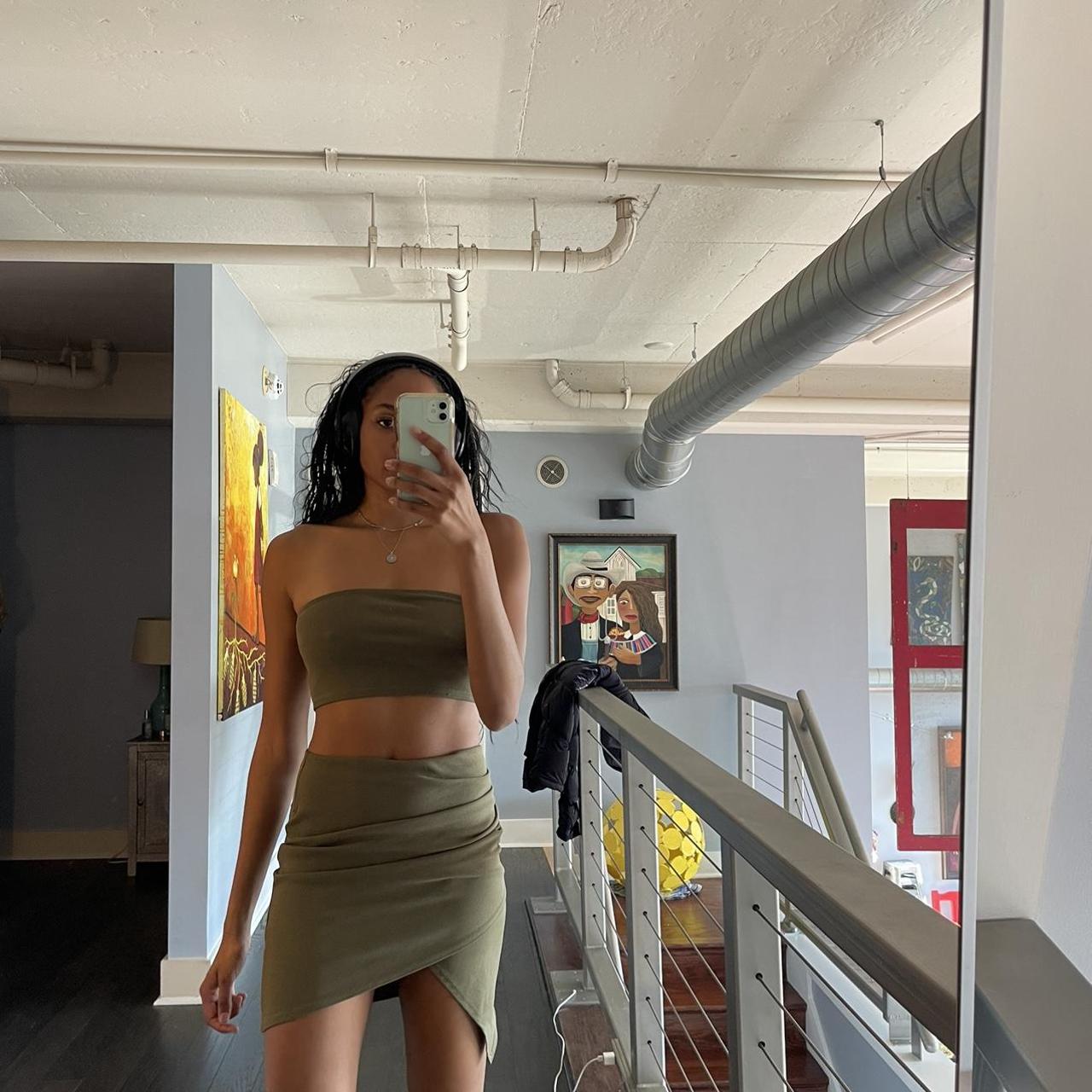 Nasty Gal Olive Set Size M Tube And Skirt Set Depop