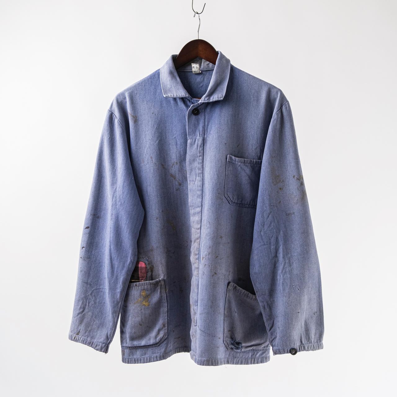 Vintage 70s Distressed HBT French Workwear Chore... - Depop