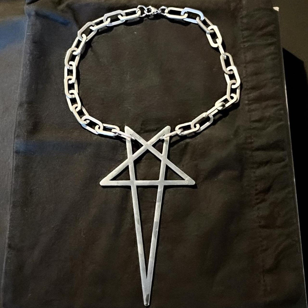 Pentagram chain choker UNISEX $90 is my final 18... - Depop