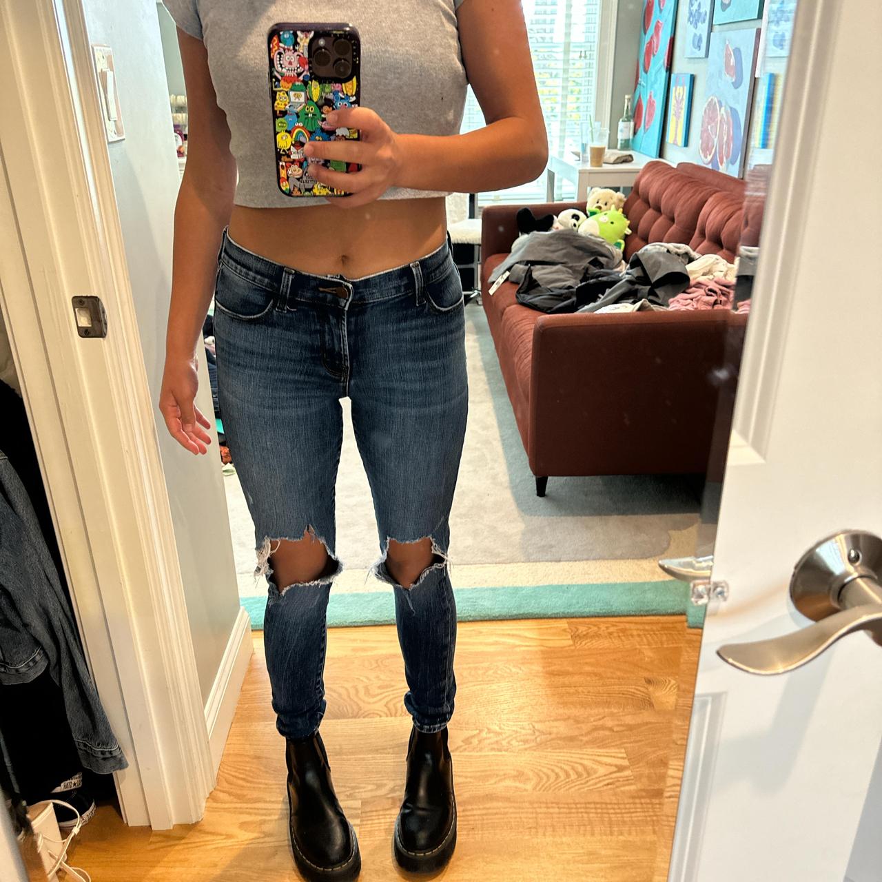 Ripped JBrand jeans. Good condition. 26. - Depop