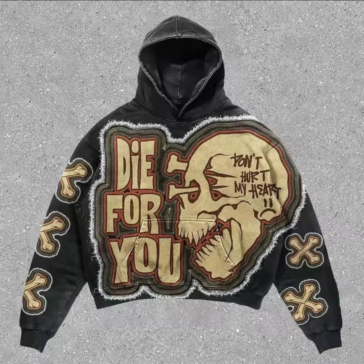 Black and brown streetwear mens hoodie #skater | Depop