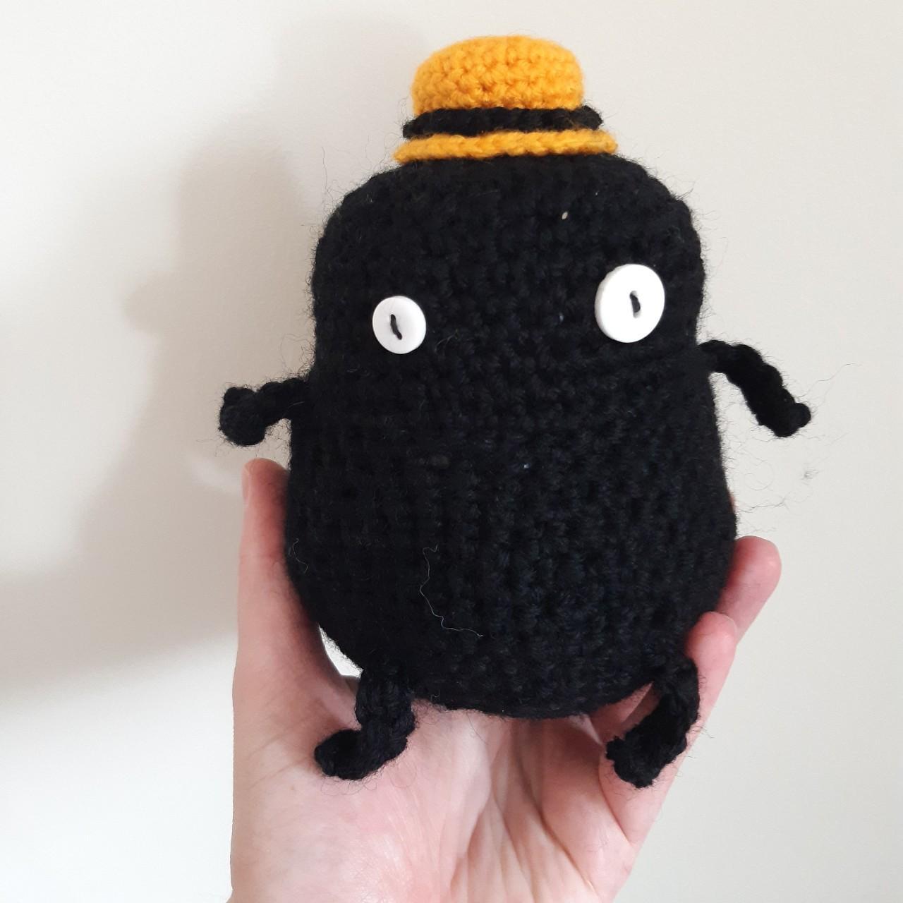 Crochet blob plush with hat Made from black wool... - Depop