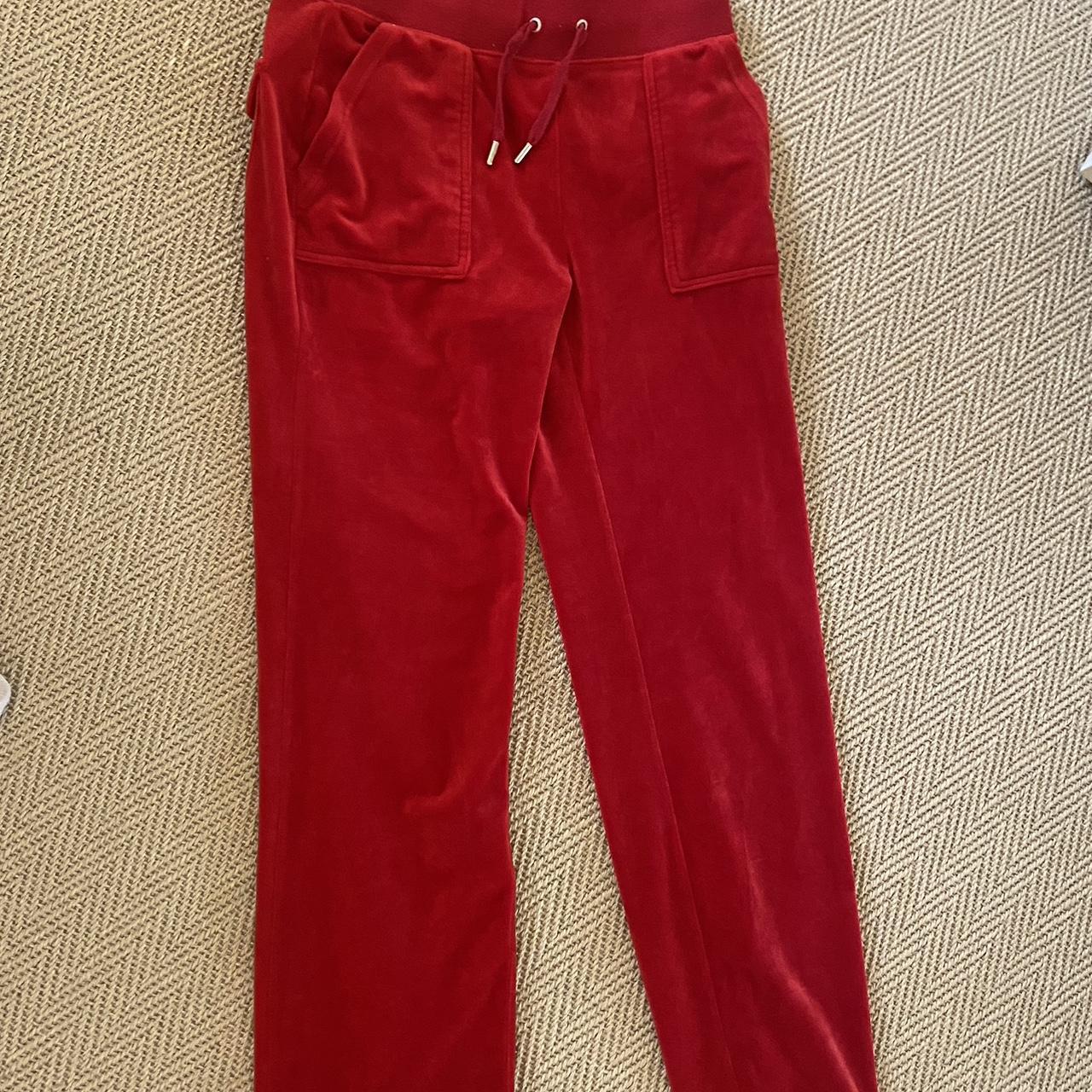 red juicy couture tracksuit bottom in verh hood... - Depop
