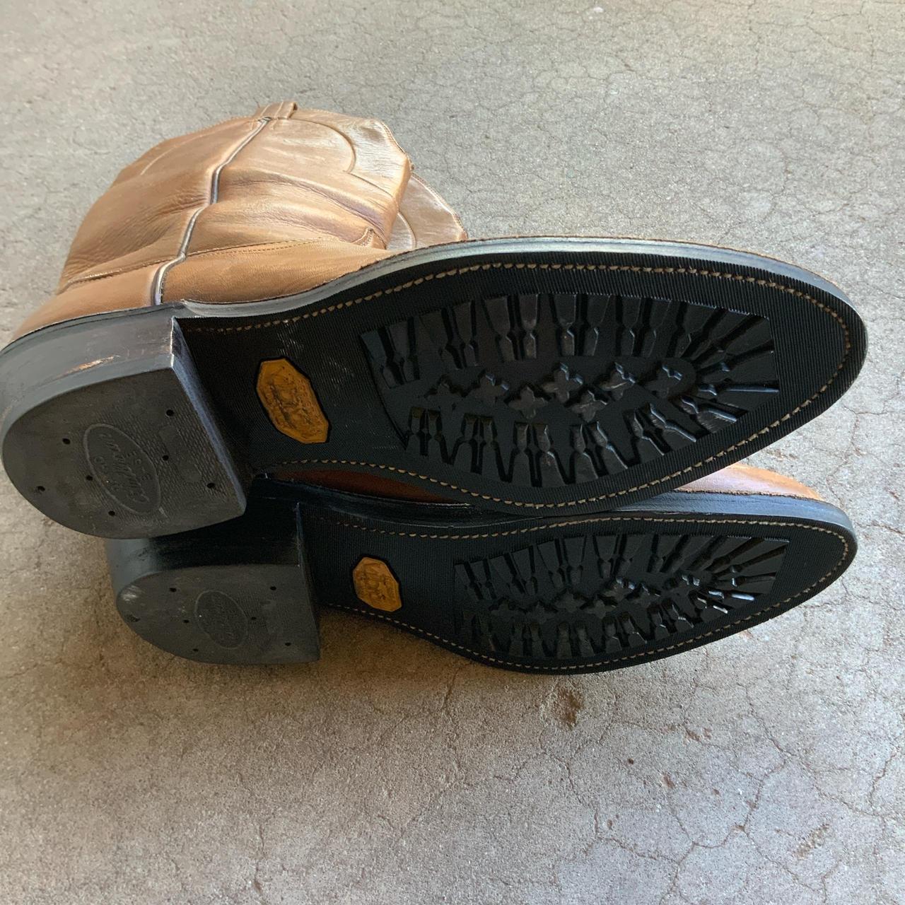 Brown leather cowboy boots sanders size 11 boots in... - Depop