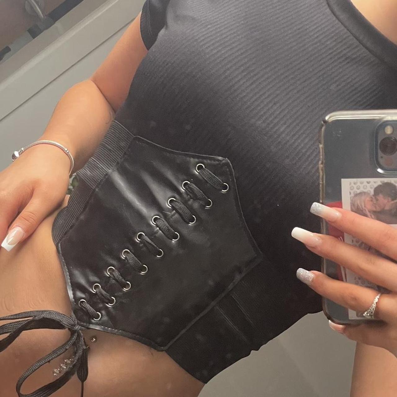 velcro corset with cross detail, perfect for a... - Depop