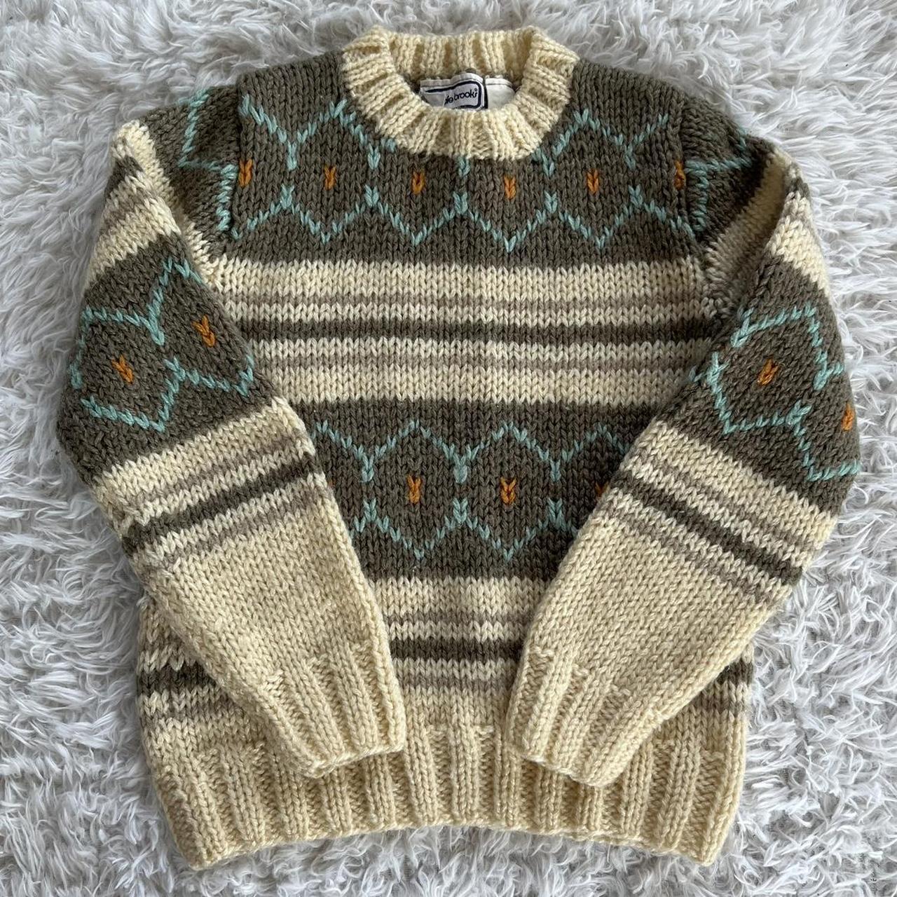 vintage striped grandma sweater! has fraying/loose... - Depop
