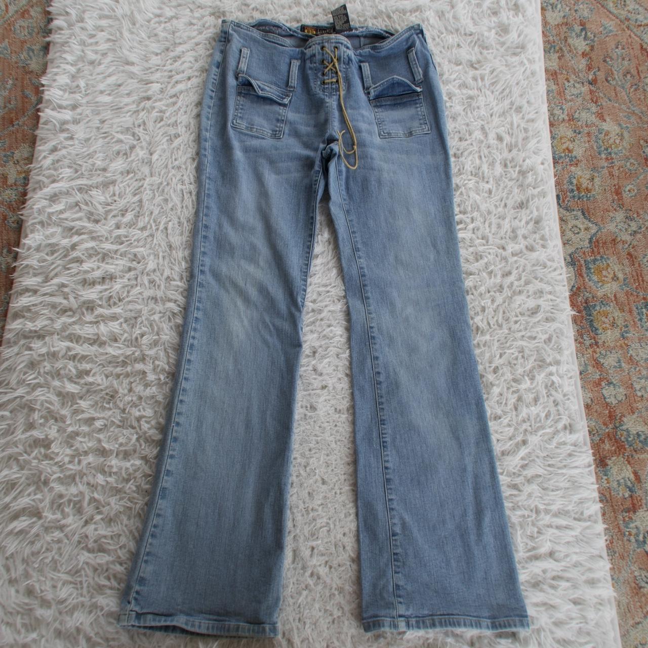 vintage lace up jeans! has discoloration/staining.... - Depop