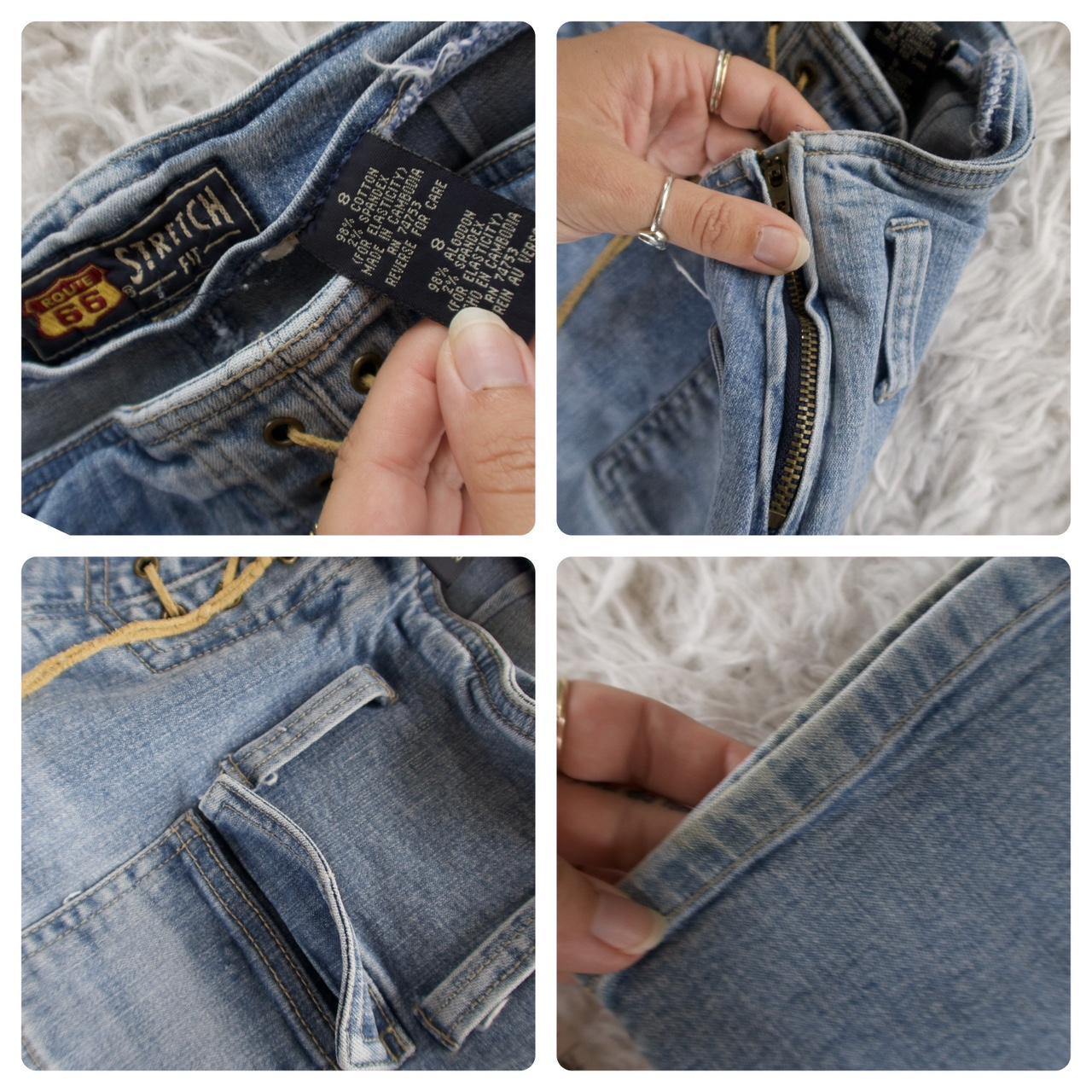 vintage lace up jeans! has discoloration/staining.... - Depop
