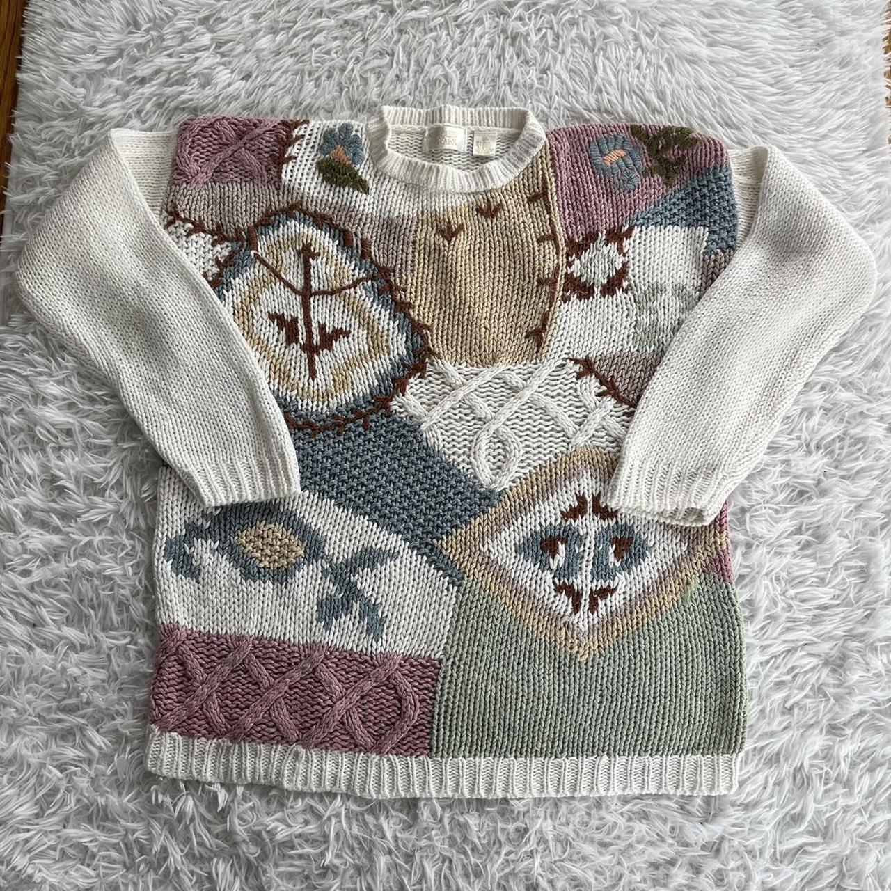 vintage funky oversized grandma sweater! has some... - Depop