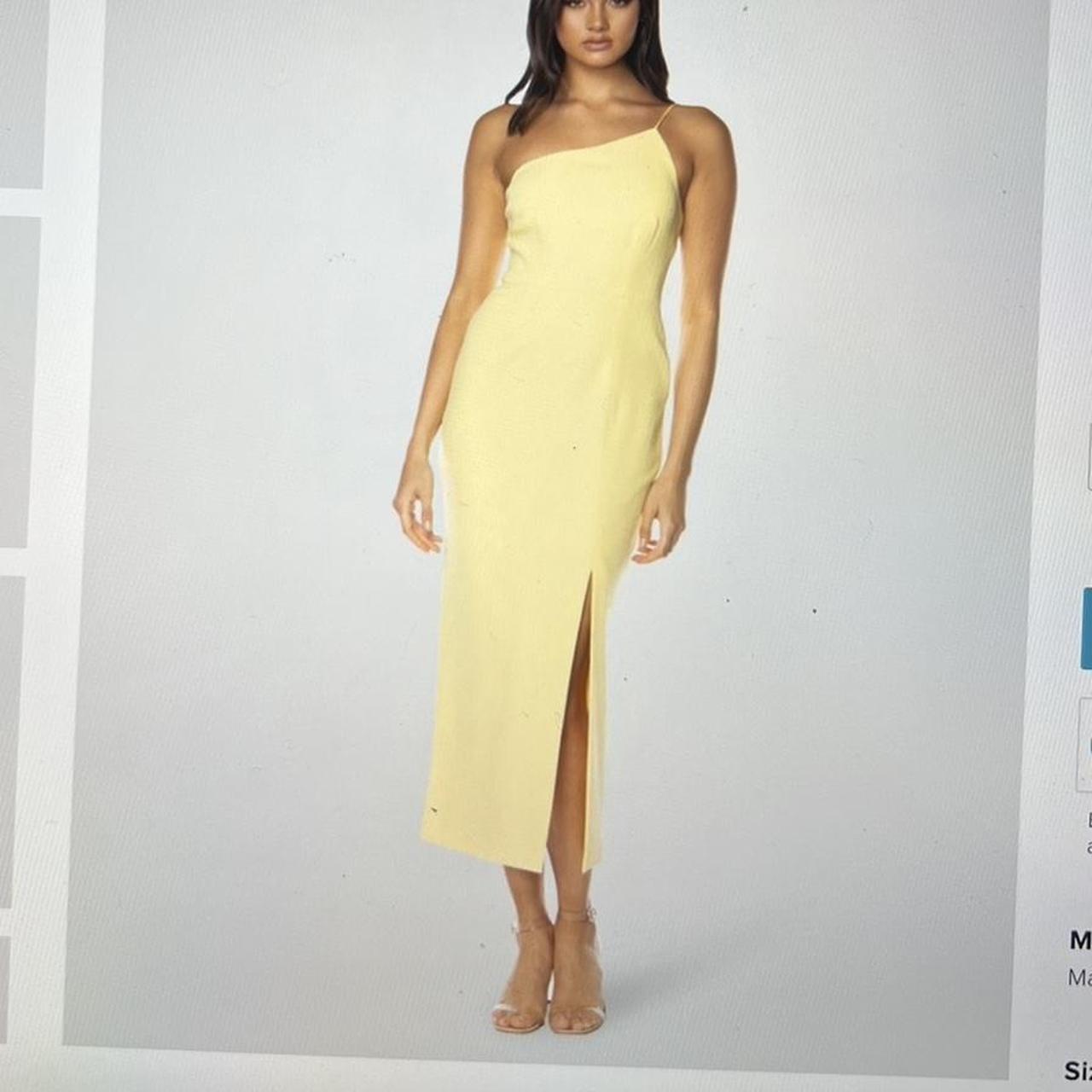 Pilgrim yellow midi dress, one shoulder,... | Depop