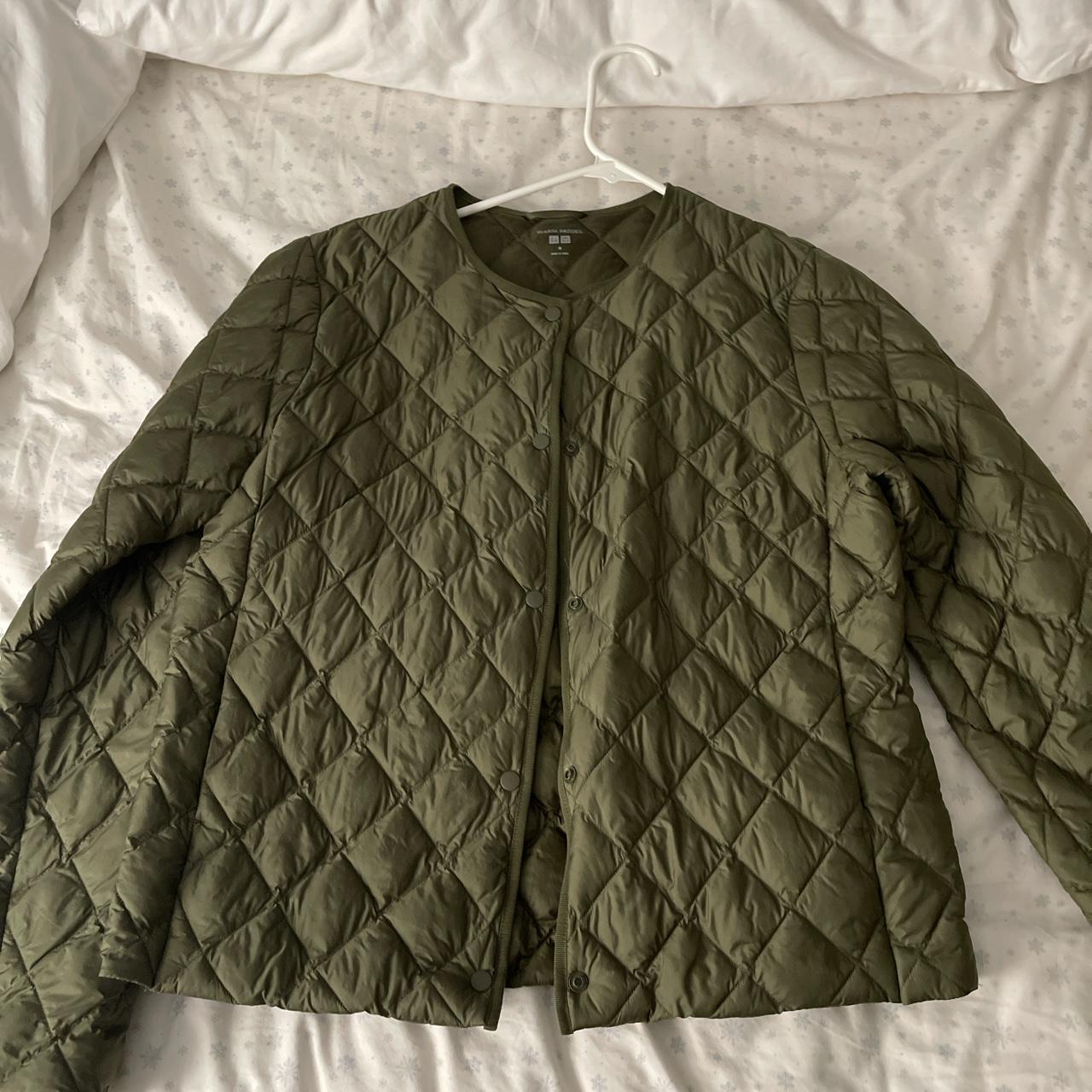 Uniqlo Pufftech Quilted Jacket in Olive size M worn... - Depop