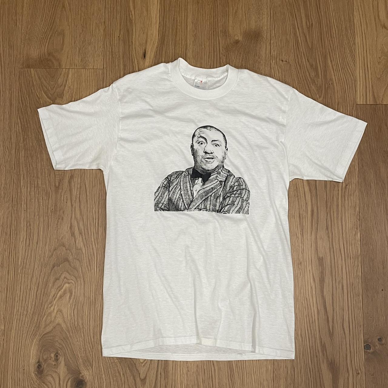 Omega Men's White and Black T-shirt | Depop