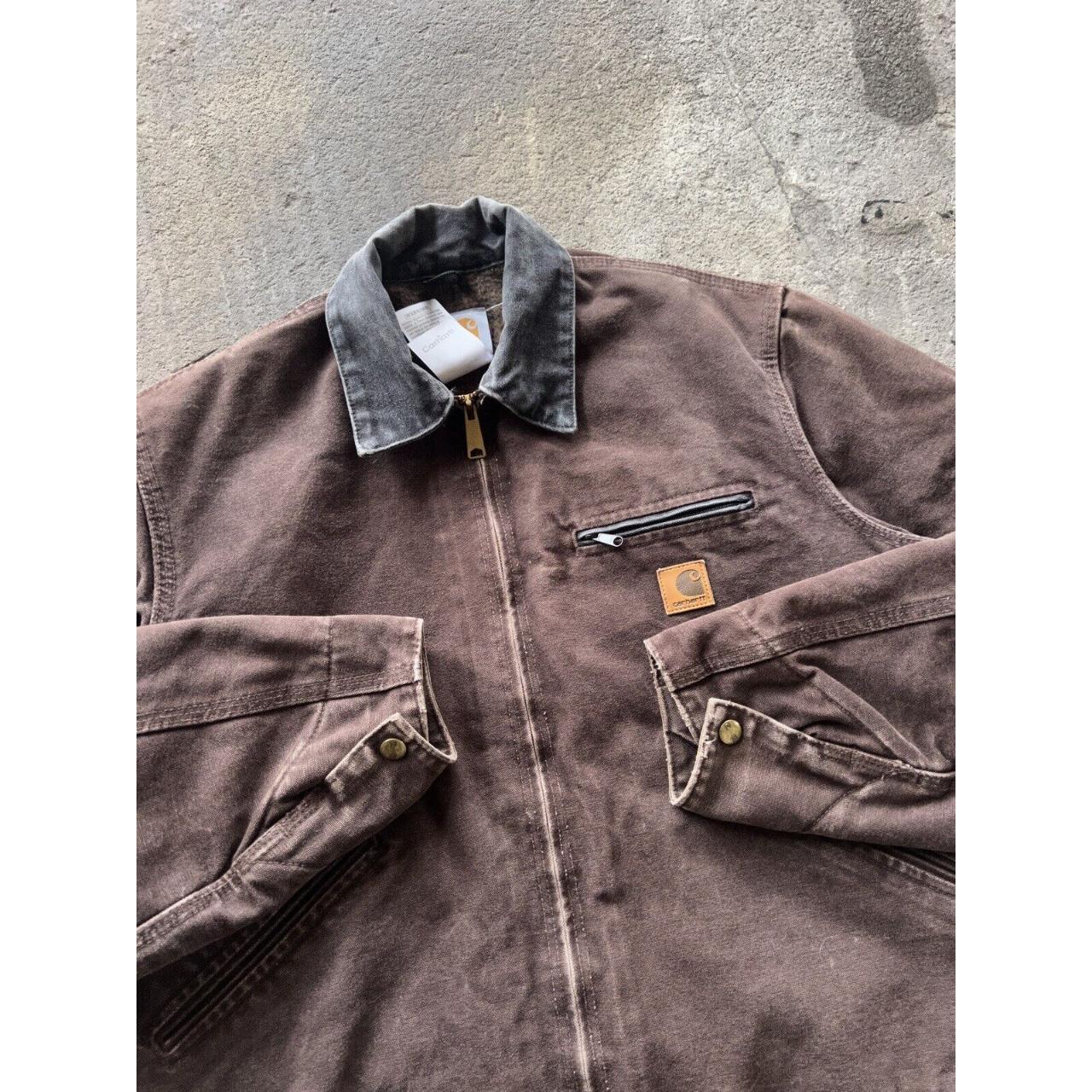 Vintage Carhartt Detroit Jacket J97 DKB Medium Faded... - Depop