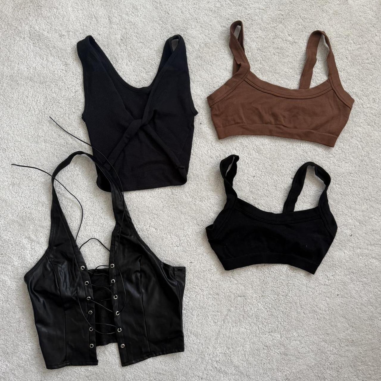Crop top bundle!!! - Black lace-up crop tops mostly... | Depop