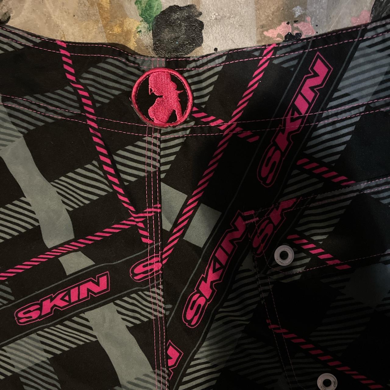 SKIN INDUSTRIES pink and black plaid shorts #vintage - Depop