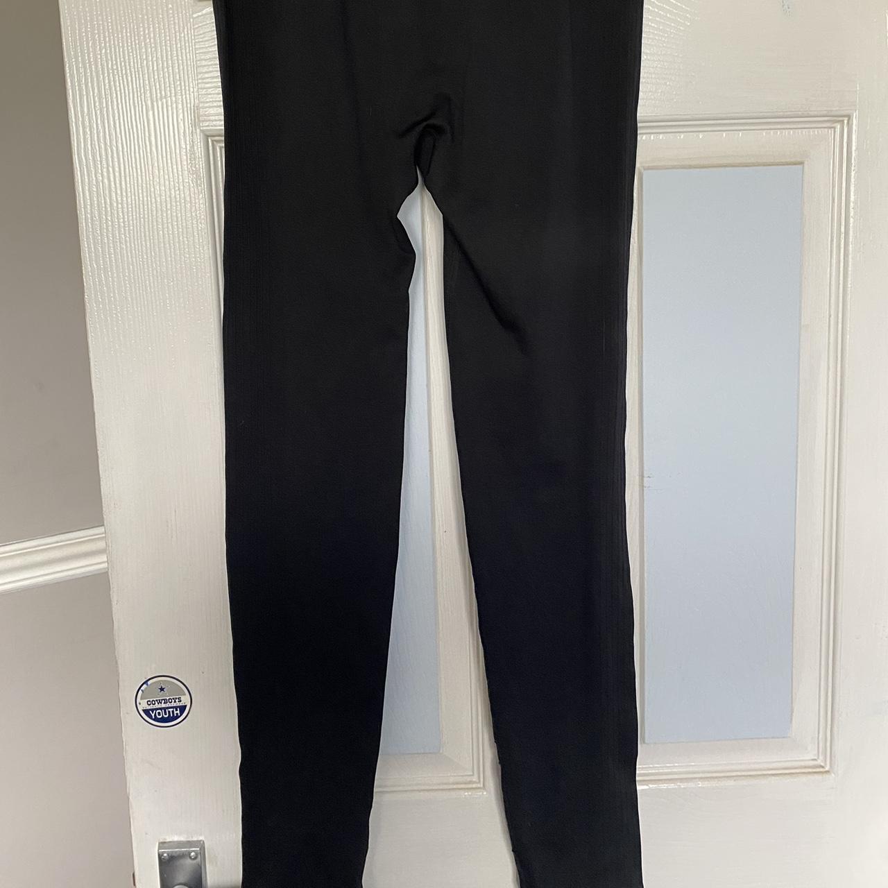 Size 12/16/L. Black primark leggings with ribbed... - Depop