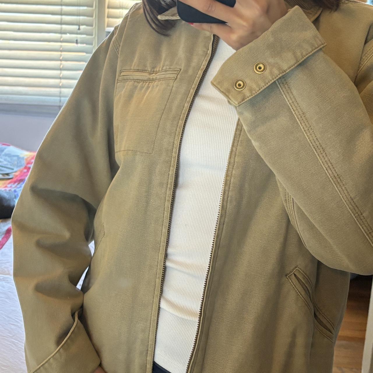 TNA tan/beige workwear jacket -TNA label at front... - Depop