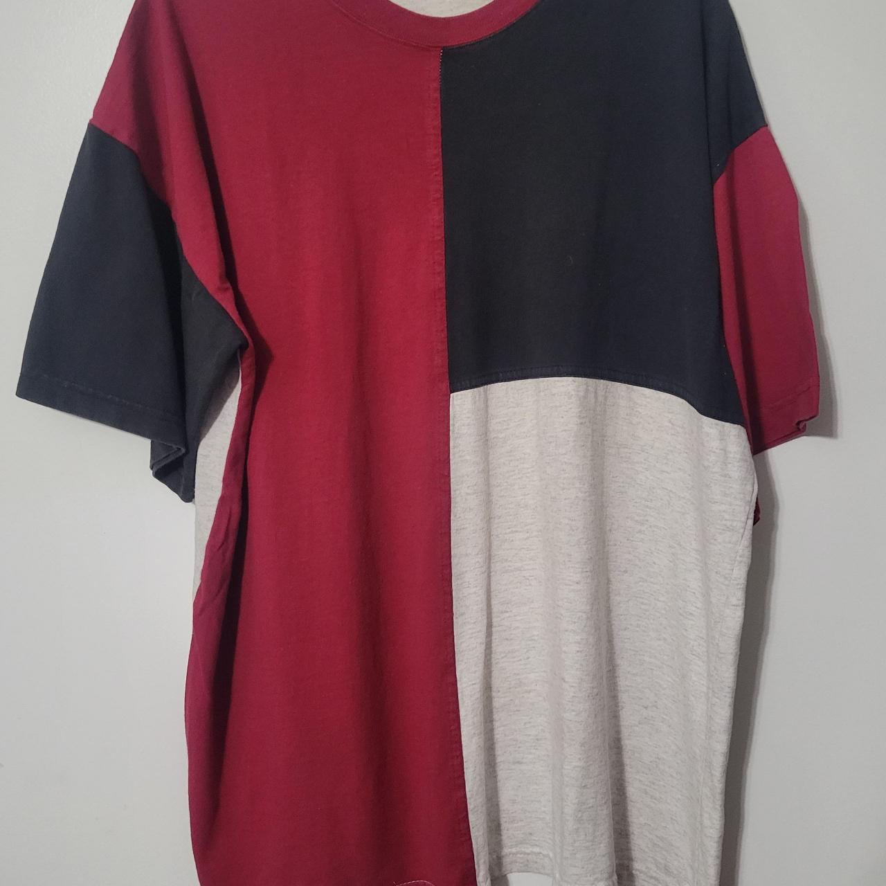 90's Color Block Men's XL Oversized Cotton T-Shirt... - Depop