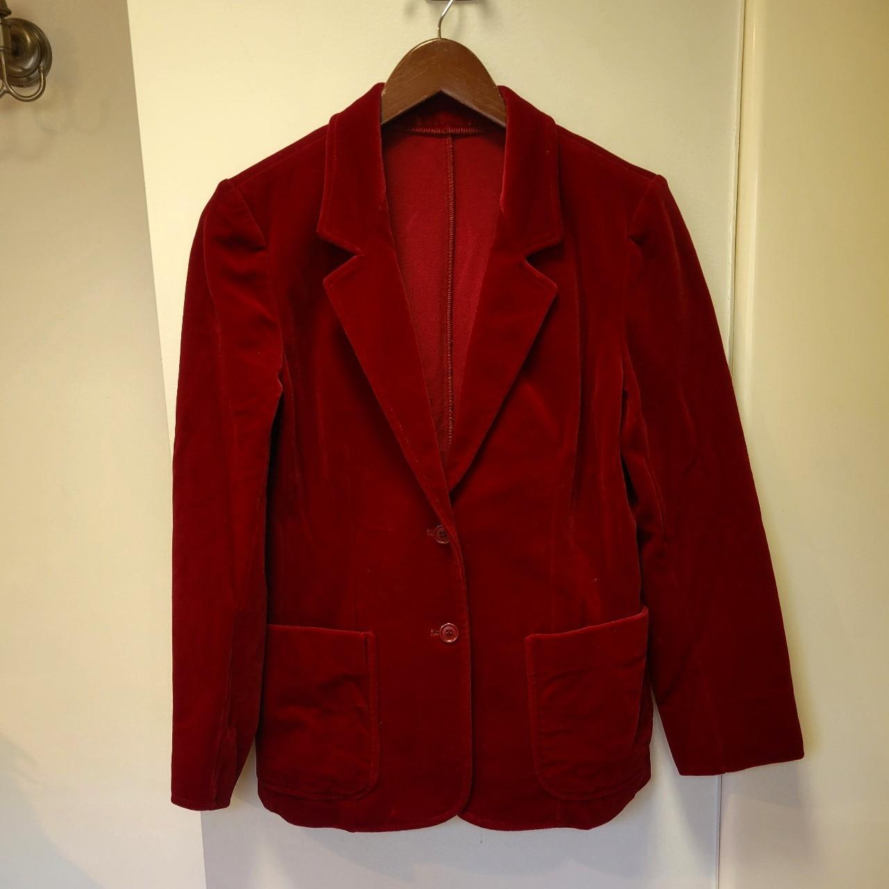 SMALL Red Velvet Jacket | Button Blazer | Unlined |... - Depop