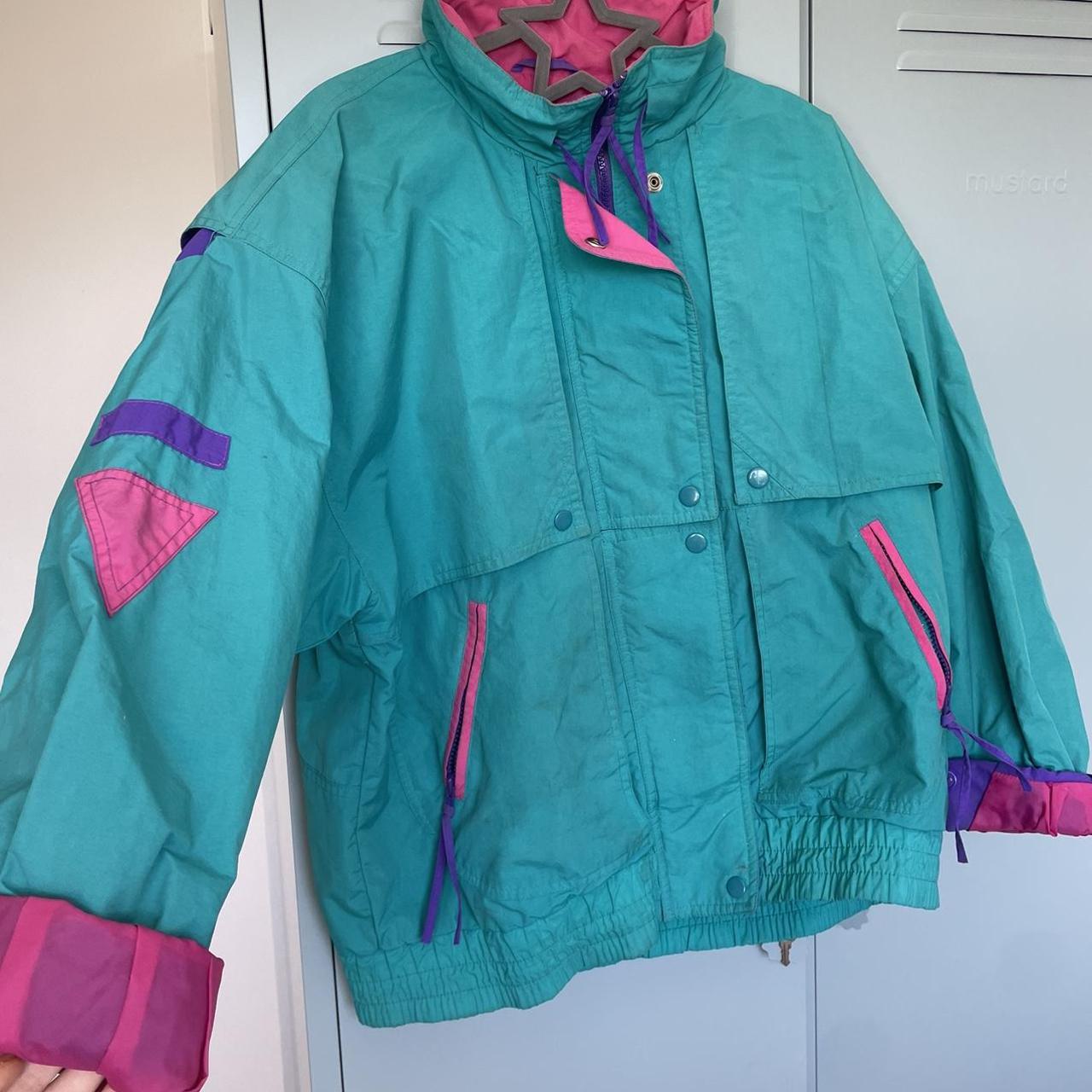 Vintage 80s shell suit/ ski jacket Size medium... - Depop