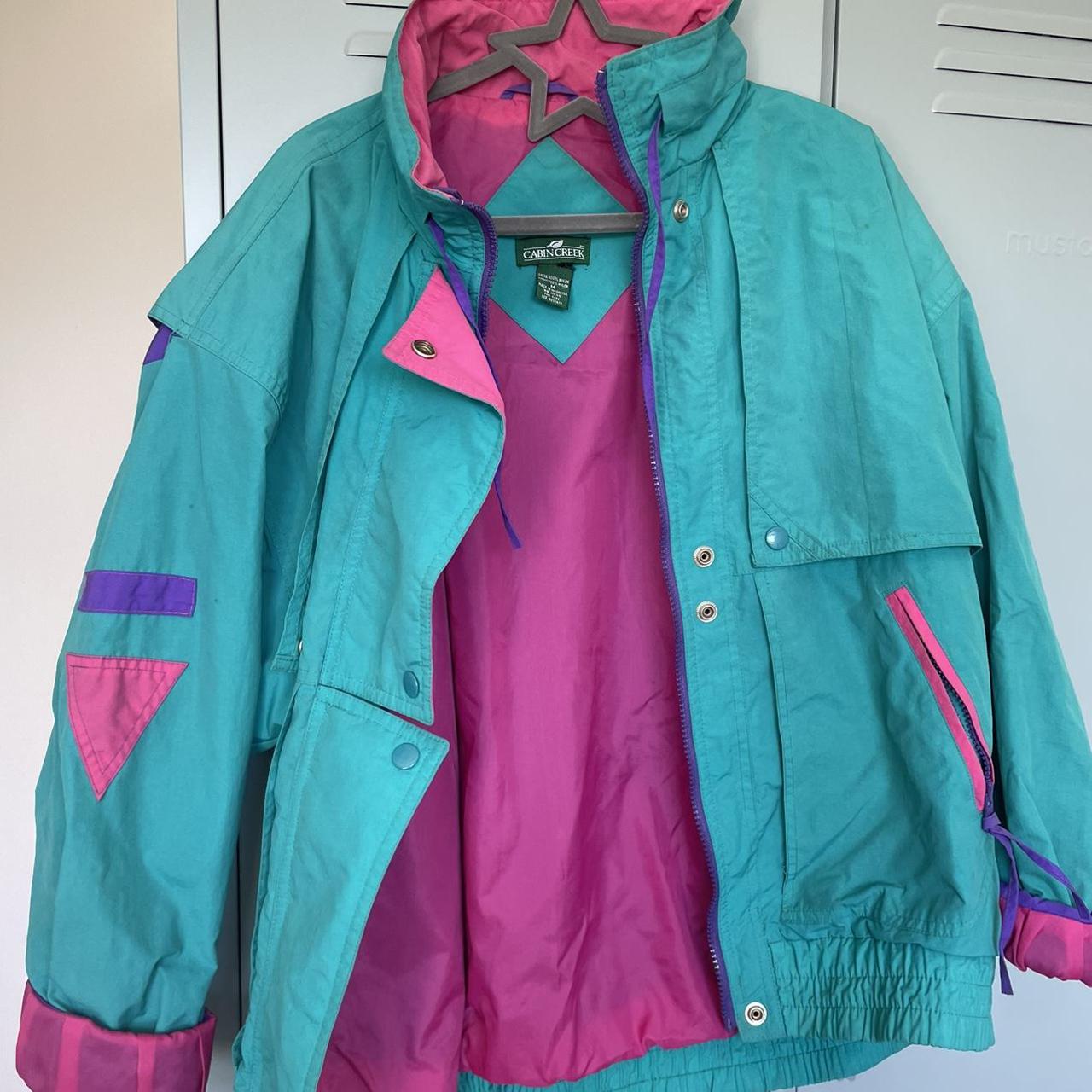 Vintage 80s shell suit/ ski jacket Size medium... - Depop