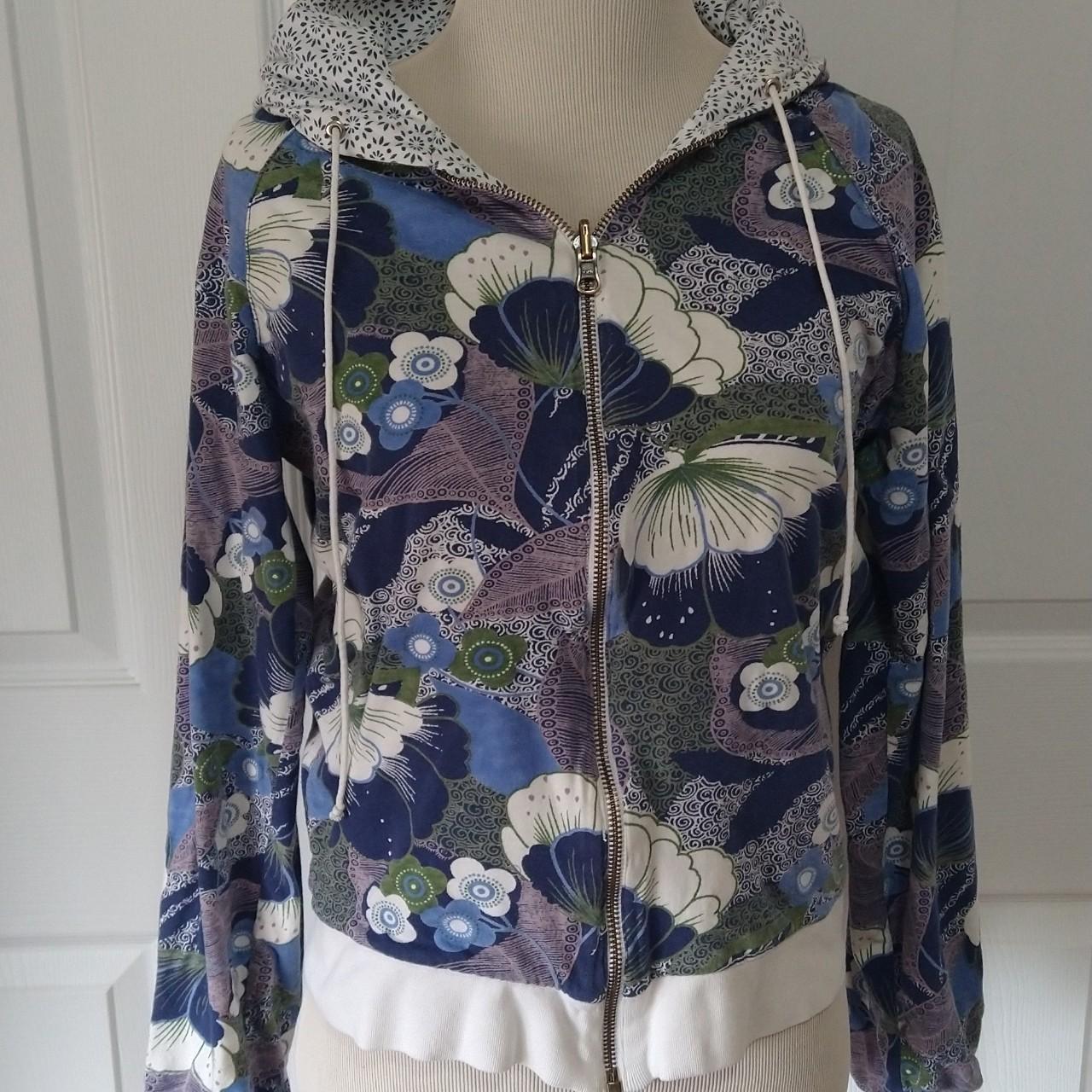 Reversible floral graphic zip hoodie! Tagless, fits... - Depop