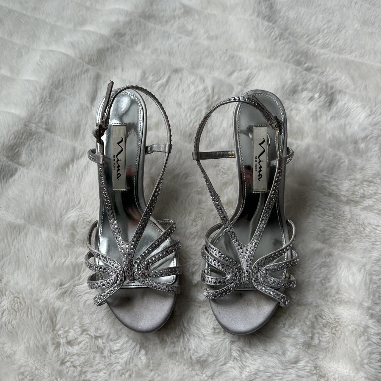 Nina New York 3 inch silver heels. Size US 5.5 | Depop
