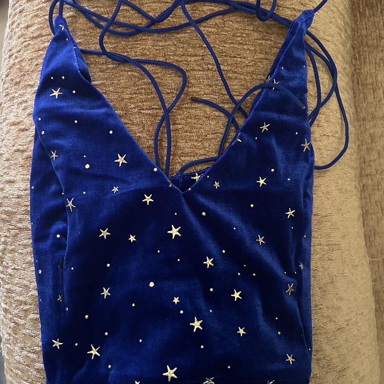 Stars halter top in royal blue #festival #halter... - Depop